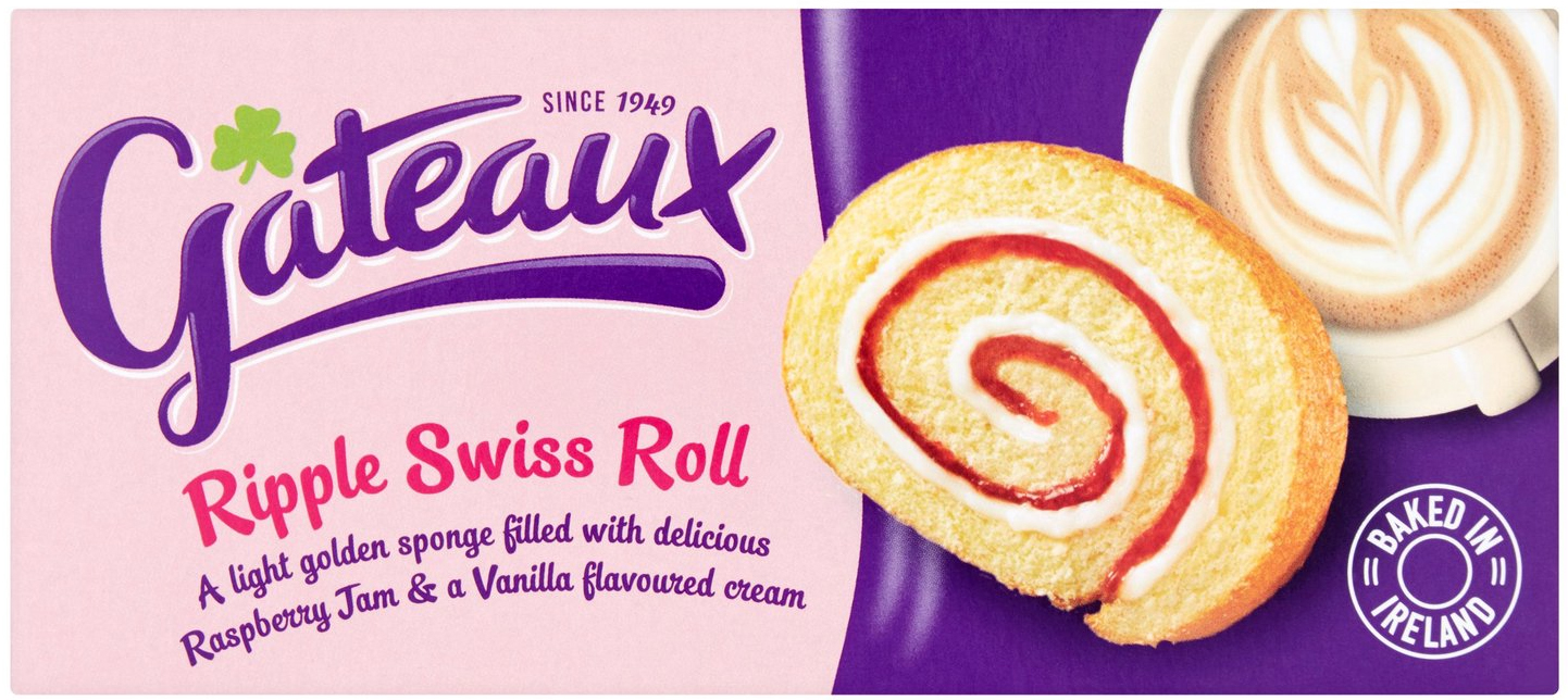 Gateaux Ripple Swiss Roll 205g (7.2oz) X 12: Food Ireland Wholesale