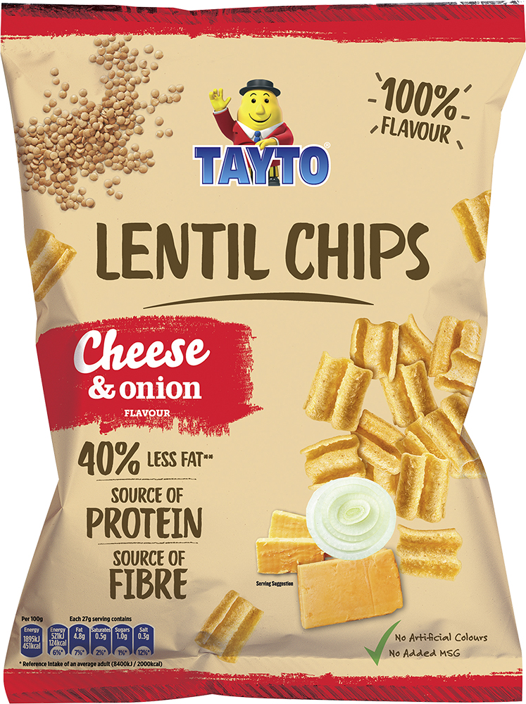 Tayto Lentil Chips Cheese & Onion 110g (3.9oz) X 12: Food Ireland Wholesale