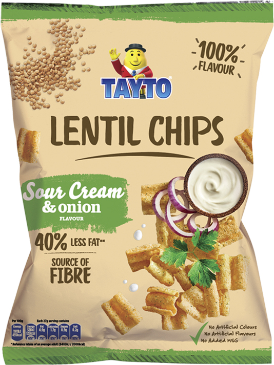 Tayto Lentil Chips Sour Cream & Onion 100g (3.5oz) X 12: Food Ireland ...